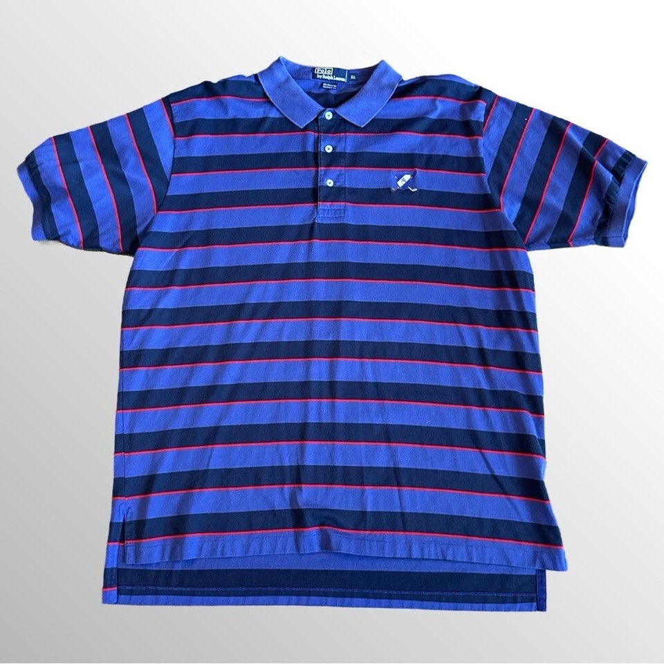 Polo Ralph Lauren Polo Men's XL Blue striped polo shirt with Golf Club ...