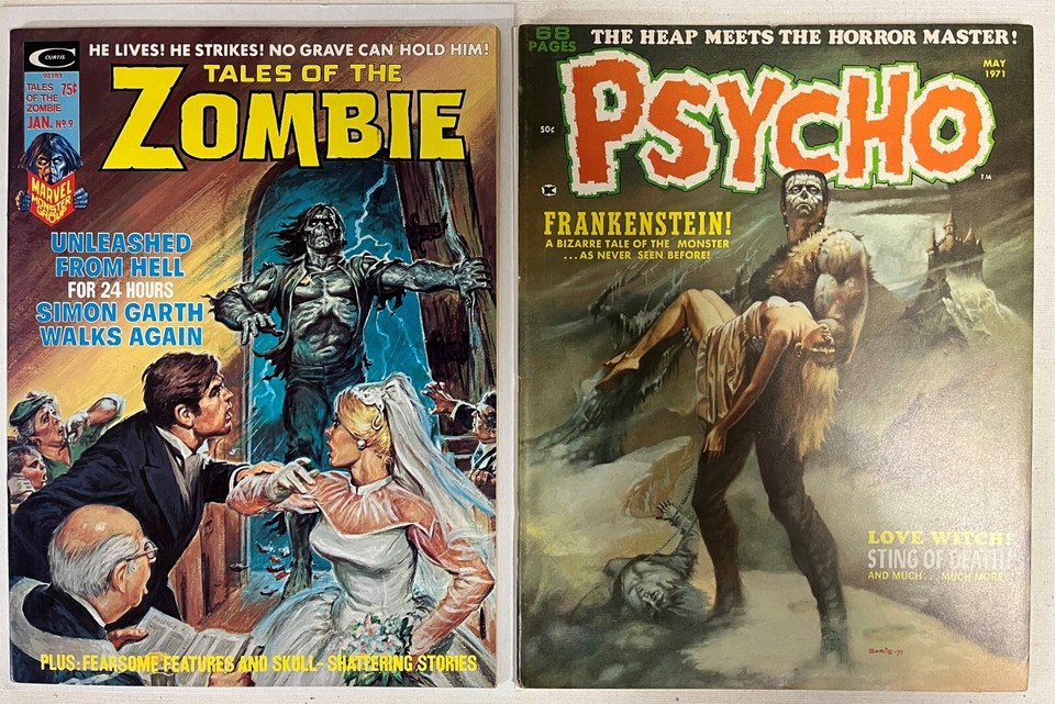 Horror Magazine lot: Eerie, Creepy, Pscho, Scream + Frazetta, Boris art ...