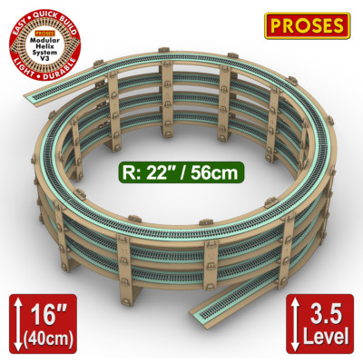 HO Scale Single Track Helix For Model Trains Radius: 22" Height 16", 3. ...
