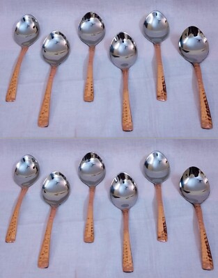 6.3 inch Copper Stainless Steel Flatware Silverware 12 Piece Western ...