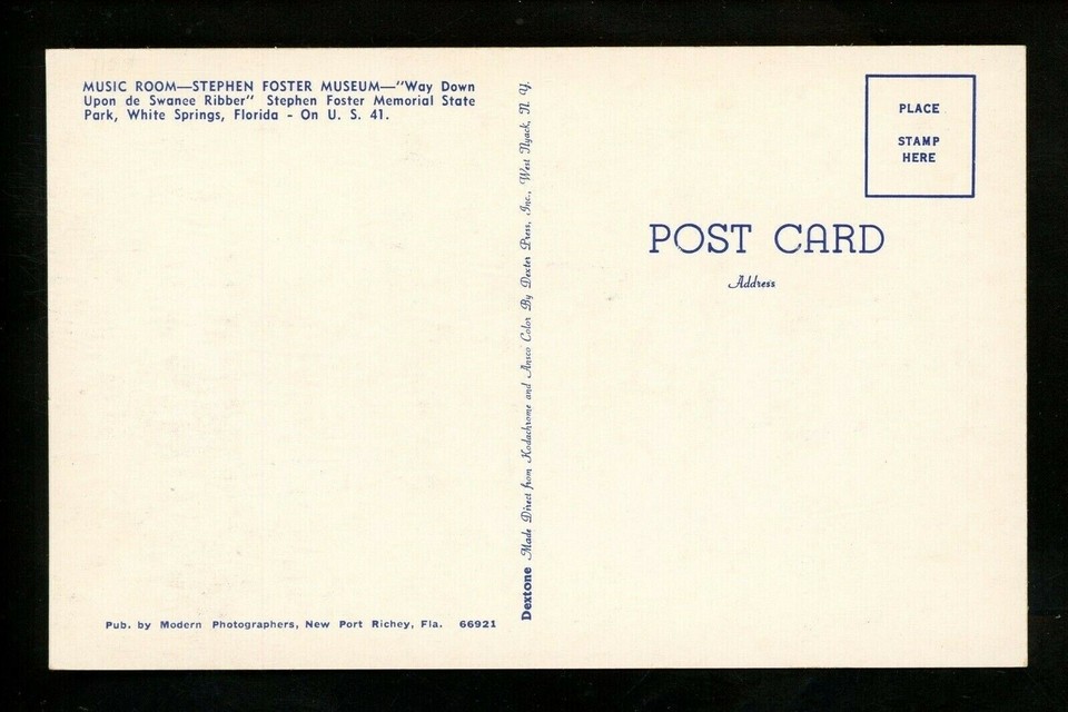 Music Composer postcard Stephen Foster "Swanee River" White Springs FL ...