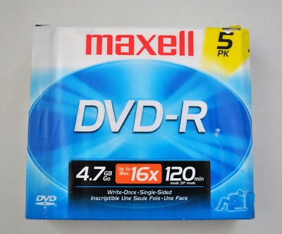 MAXELL DVD-R BLANK DVD'S 5 PACK BRAND NEW 120 MINUTES | eBay