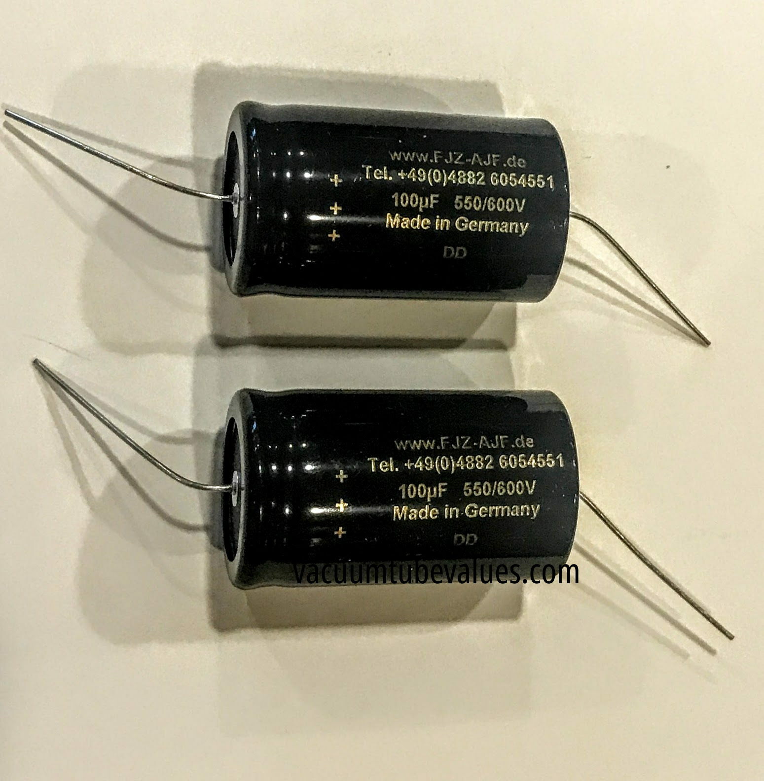 PAIR 100 MFD uF 550V Electrolytic Capacitor Axial German Made KONEL100 ...