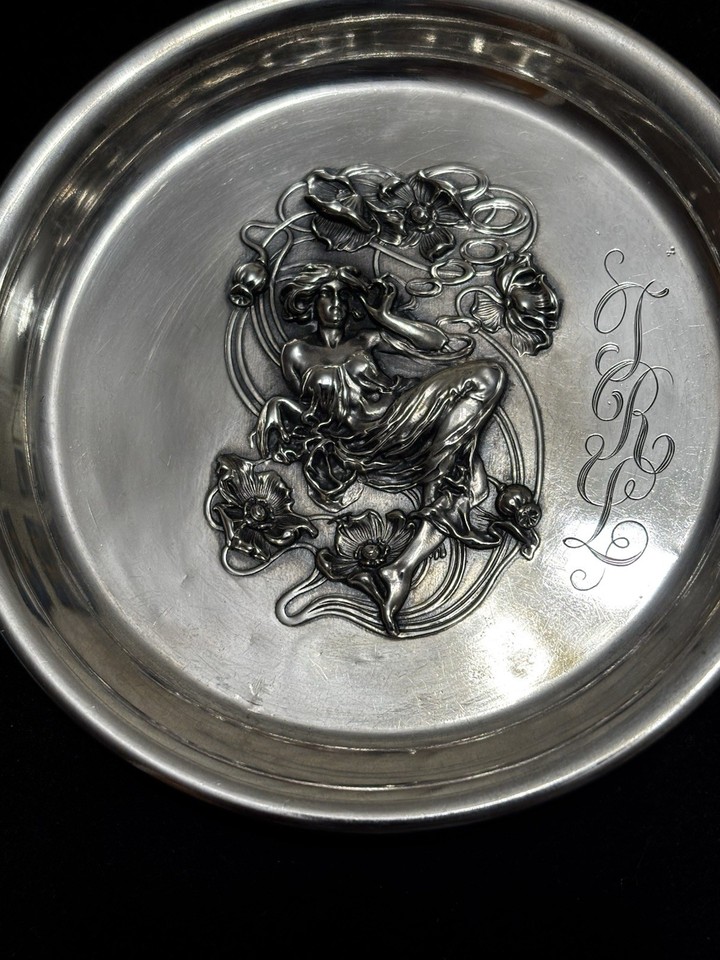 ANTQ ART NOUVEAU WILLIAM KERR STERLING SILVER PIN TRAY DISH “VIDE POCHE ...