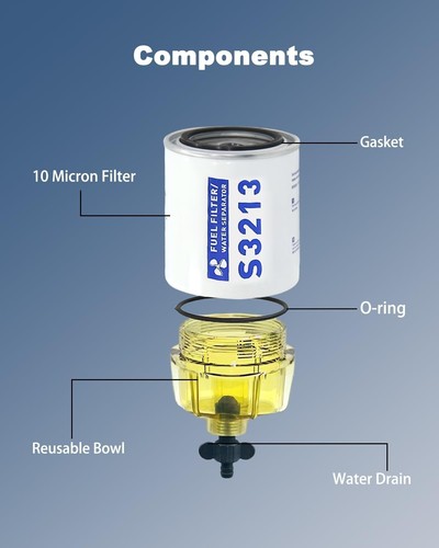 S3213 Fuel Water Separator Filter Element with Clear Bowl, Marine Fuel ...