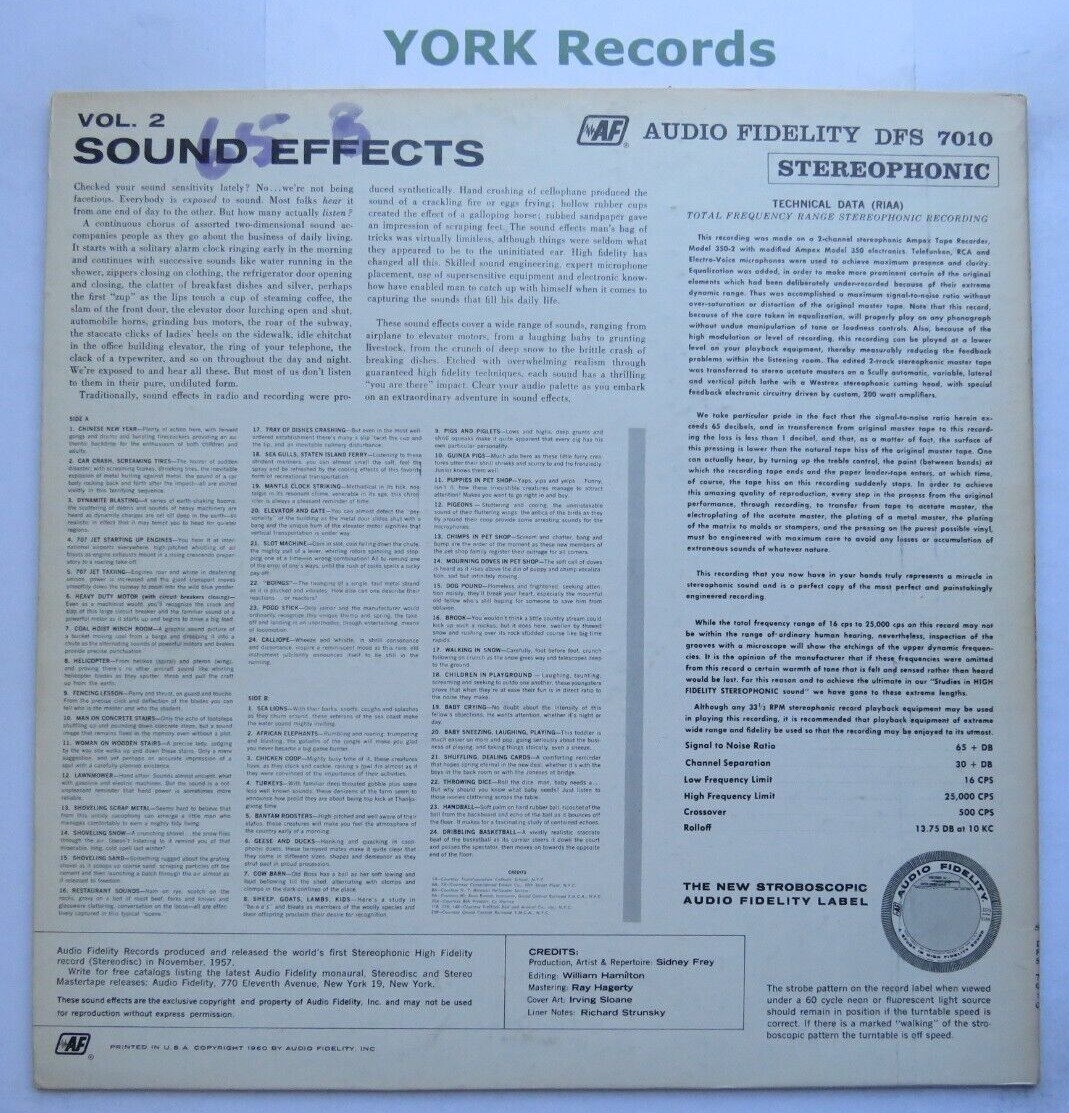 SOUND EFFECTS VOLUME 2 - Excellent Condition LP Record Audio Fidelity ...