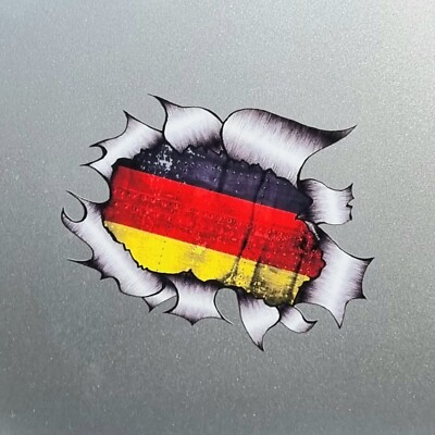 Germany German Flag Ripped Open Metal Vinyl Sticker Decal For Car Van ...