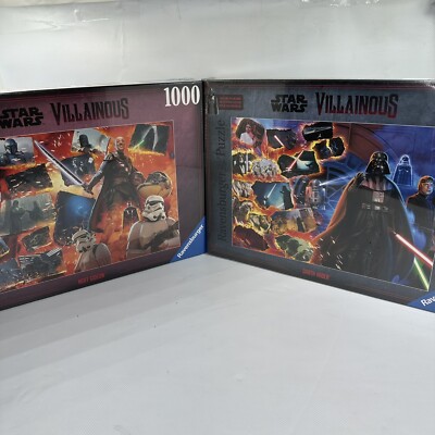 (2) Ravensburger Star Wars Villainous Darth Vader Moff Gideon 1000 ...