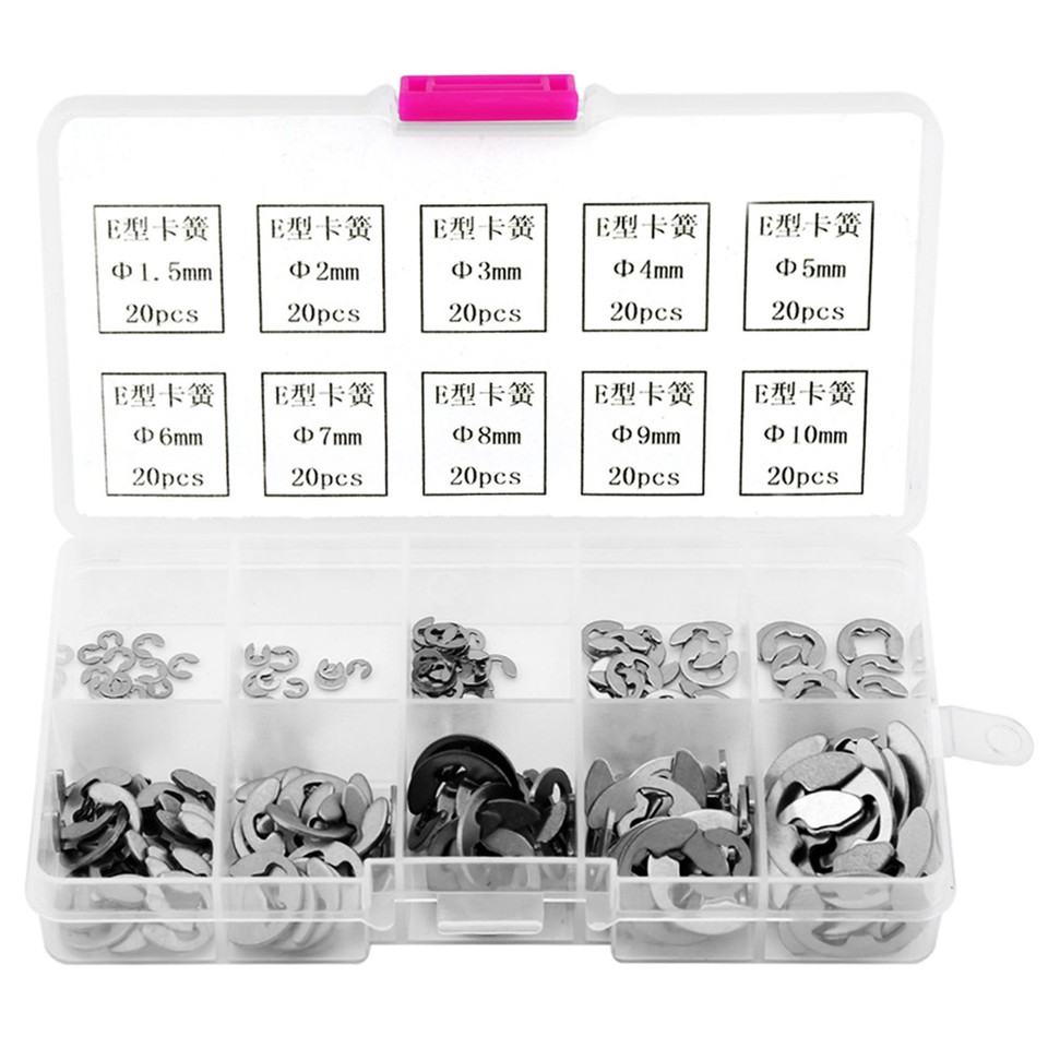 Stainless Steel E Clip E Ring Assortment For Axles Engine Rod 200pcs ...