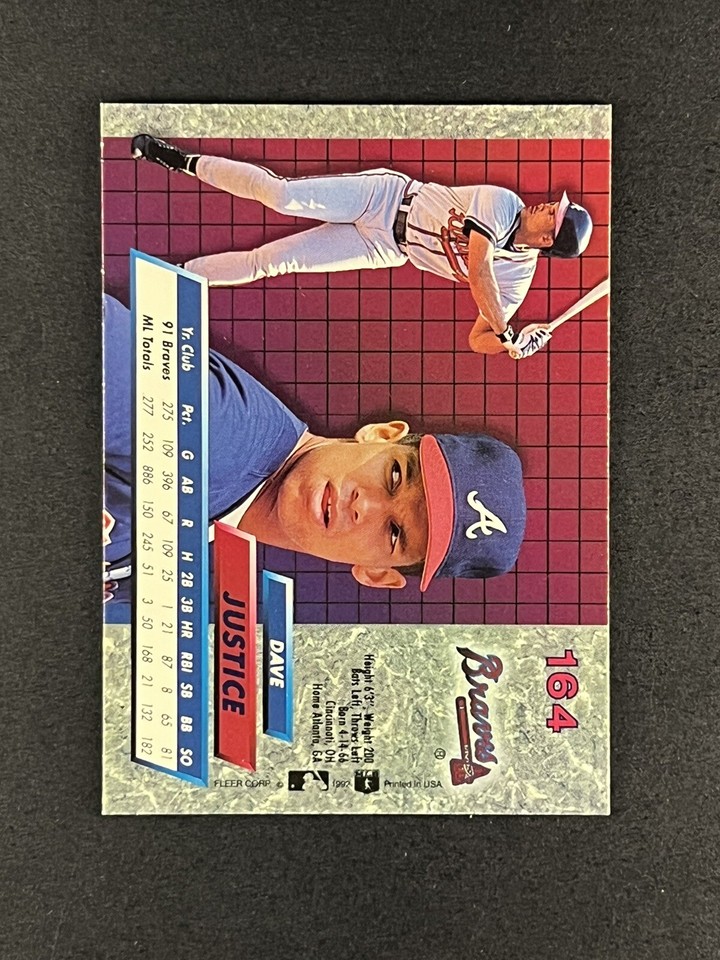 Dave Justice 1992 Ultra #164 Atlanta Braves | eBay
