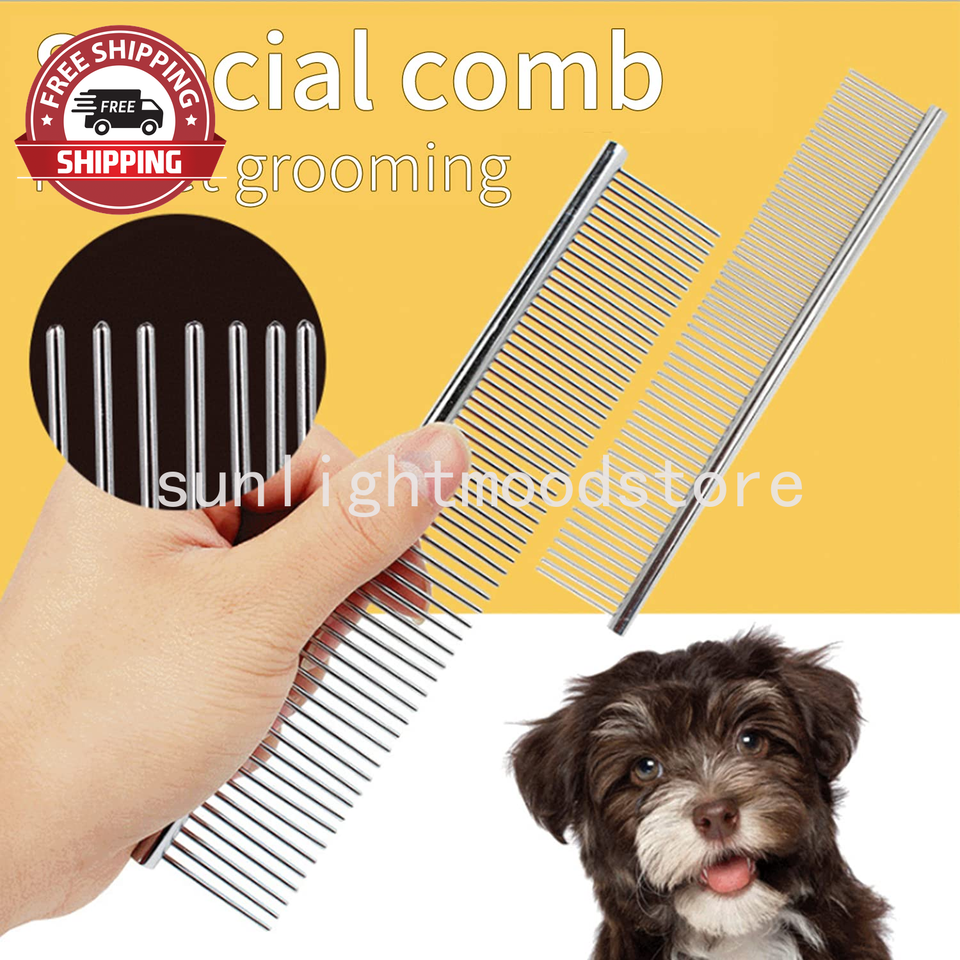 Metal Dog Combs 2 Pack for Grooming,Pet Comb with Rounded Ends ...