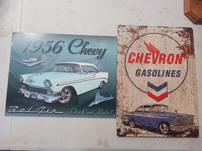 Chevron Gasoline Embossed Tin Metal Sign - Standard Oil Company - 1956 ...