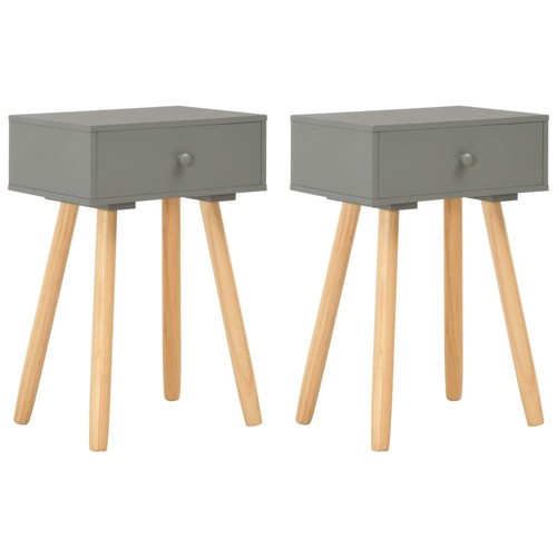 Bedside Tables 2 pcs Grey Solid Pinewood S7U1 | eBay Australia