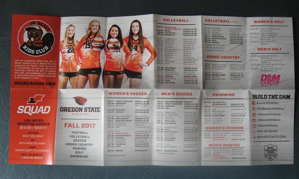 Oregon State Beavers--2017 Fall Sports Pocket Schedule--Football Poster ...