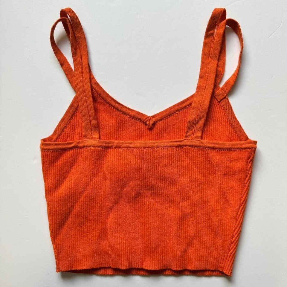 NWT Endless Rose Cropped Top Double Shoulder Strap Knit Cami Orange ...