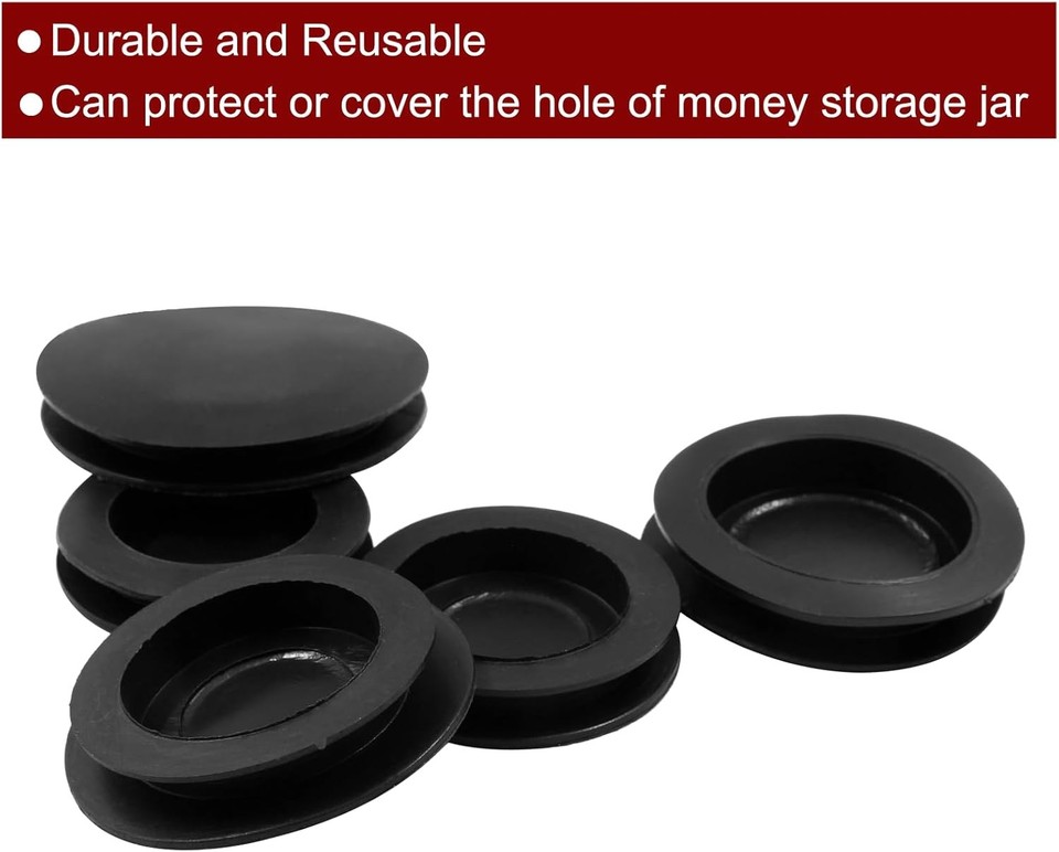 20 Pcs 5 Sizes Piggy Bank Hole Plugs Rubber Saving Box Round Black | eBay