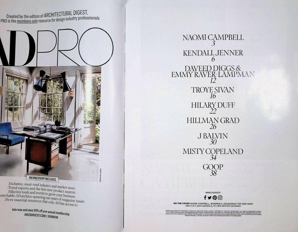 ARCHITECTURAL DIGEST CELEBRITY HOMES Campbell, Jenner, Duff, J. Balvin ...