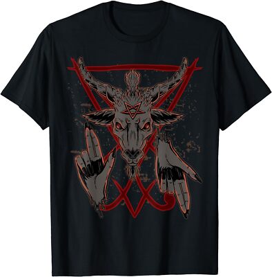 Baphomet Devil Demon Goat Pentagram Lucifer Goth 666 Satanic T-Shirt ...