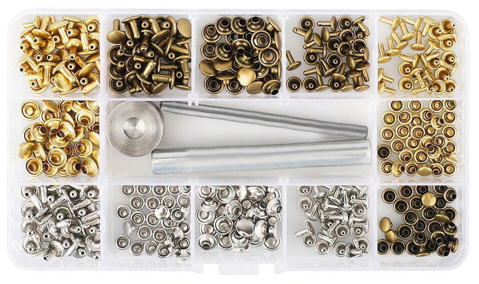 120/180/240pcs Leather Rivets Double Cap Rivet Tubular Metal Studs ...