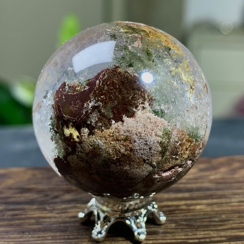 57G Natural Green garden ghost Quartz Ball Crystal Sphere Mineral ...