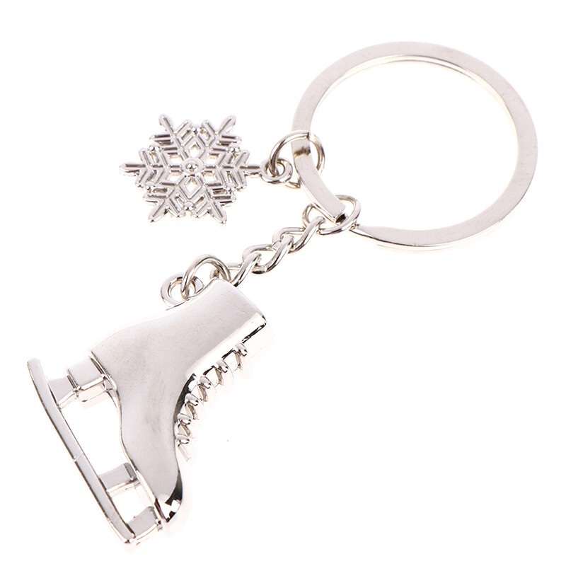 Silver Color Ice Skates Snowflake Pendant Key Ring Skating Key Chain ...