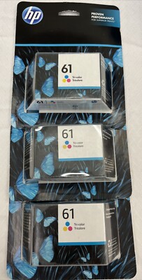 3x HP 61 Tri-Color Ink Cartridge. New In Package Sku9 Exp11/23 | eBay