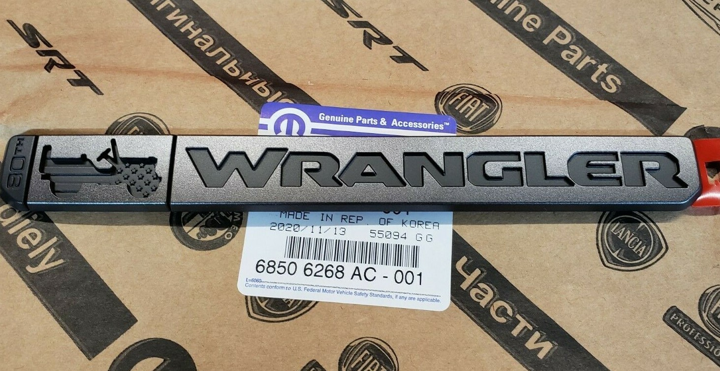 2021 Jeep Wrangler 80th Anniversary Passenger Fender Nameplate ...