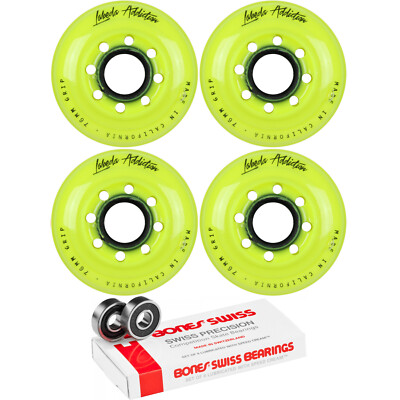 Labeda Inline Roller Hockey Skate Wheels Addiction Yellow 76mm 4 Set ...