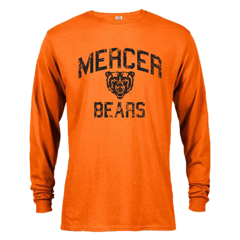 Mercer University Bears MU Distressed Retro Graphic Design Long Sleeve ...