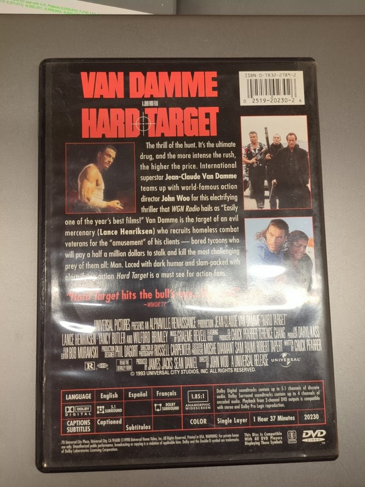 Hard Target (DVD, 1993) 25192023026 | eBay