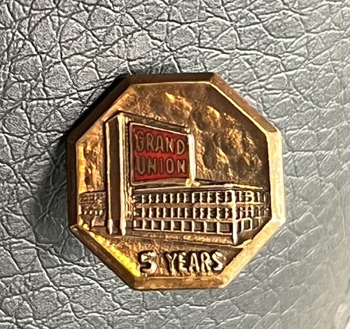 Vintage Enamel 5 Year Service Award Screw Back Pin, Grand Union ...