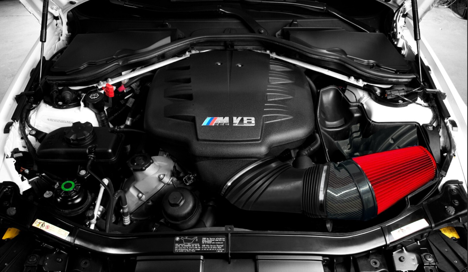 for BMW M3 E92 E90 air intake kit Carbon Fiber Midpipe + Filter v2 RED ...
