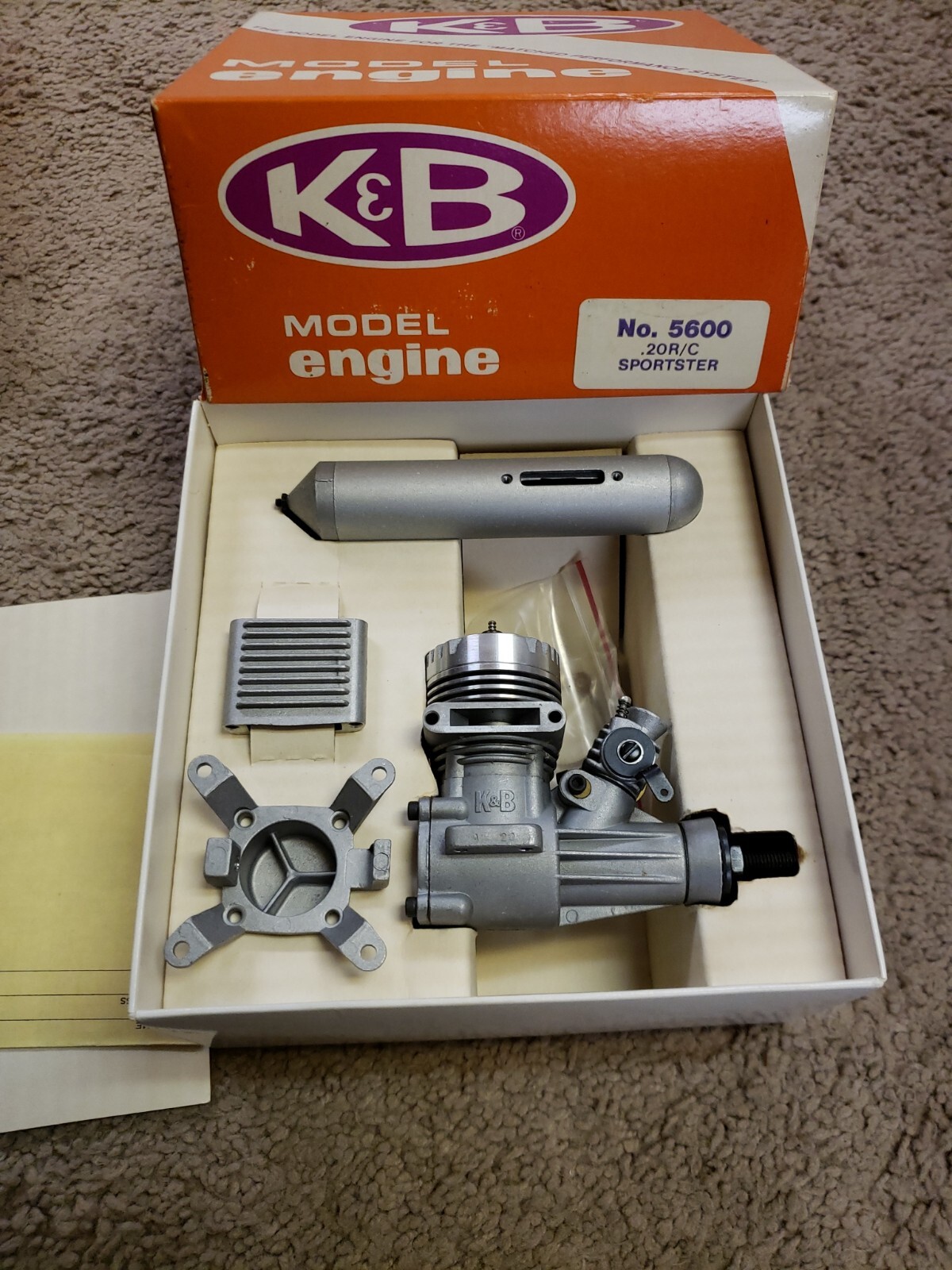 K&B Engine - k&b .20 R/C Sportster motor with muffler - New - No 5600 ...
