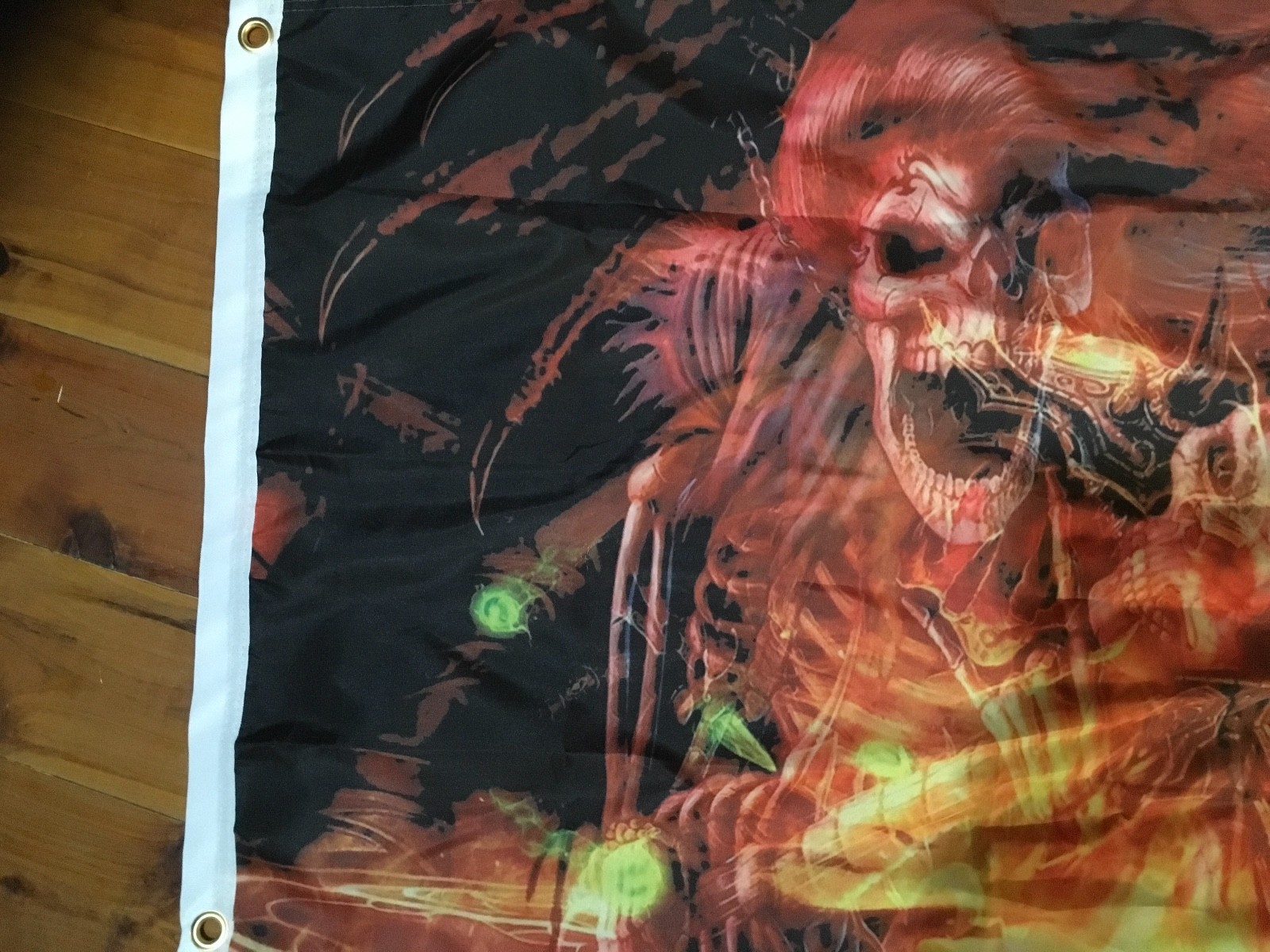 Fantasy skull occult sign wall hanging bar Mancave flags demon devil ...