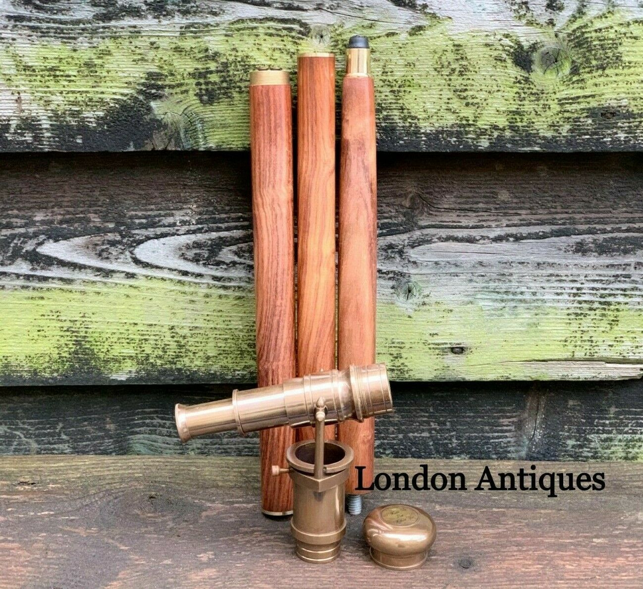 Vintage Brass Telescope Handle Wooden Walking Stick Cane Spyglass ...