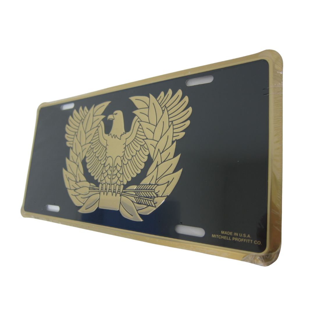 U.S. Army Warrant Officer Crest in Gold on Black License Plate Official ...