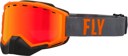 FLY Racing - 37-50084 - FOCUS SNOW GOGGLE GREY/ORANGE W/ RED MIRROR ...