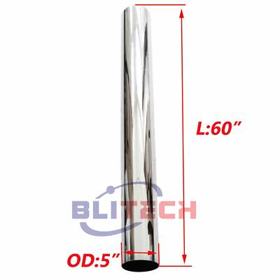 5" OD x 60" Chrome Straight Stack Exhaust Pipe - 60 inch Length Tube ...