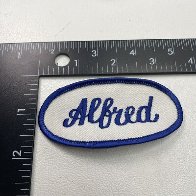 Oval Uniform Patch Name ALFRED Patch Cursive Blue Letters 25K4 | eBay