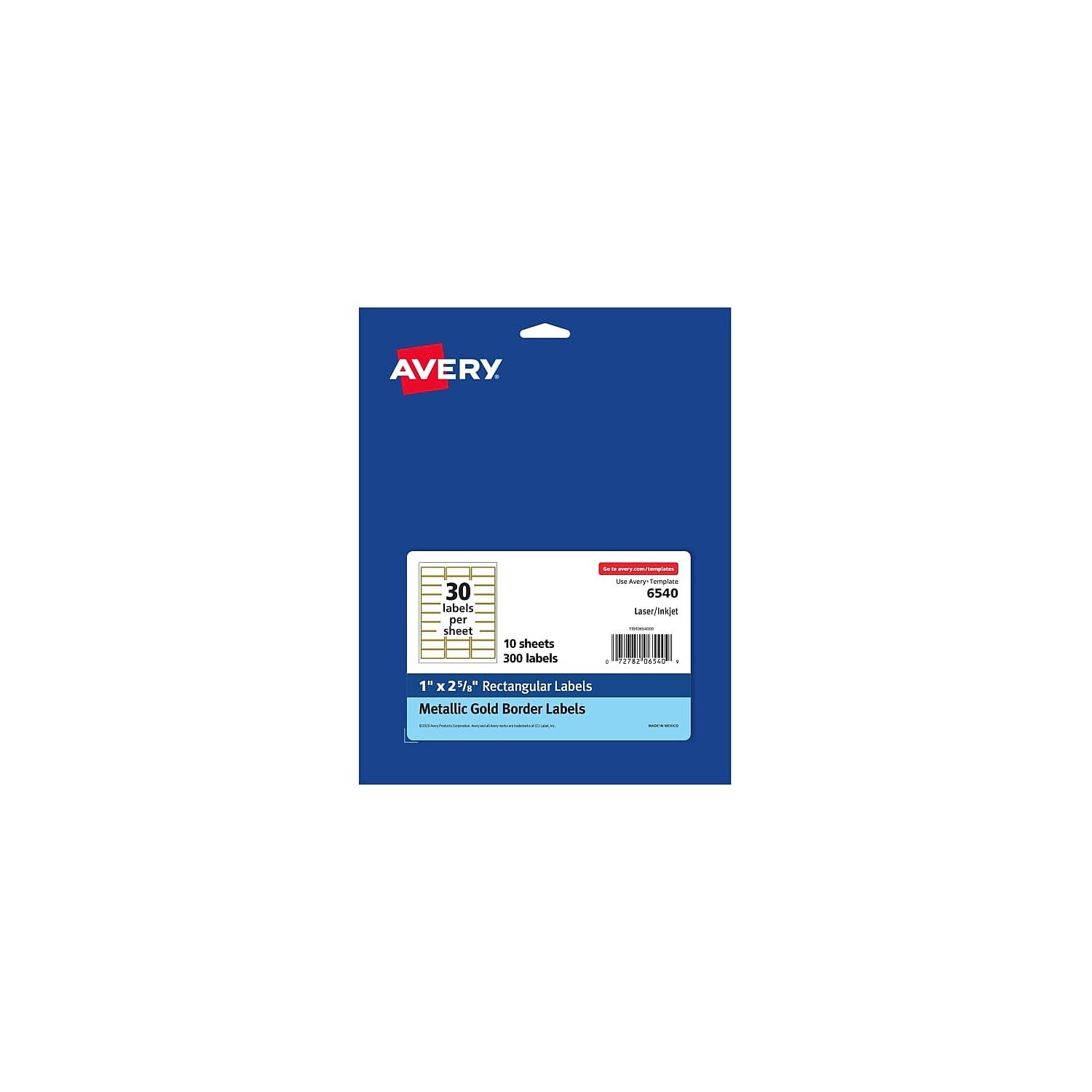 Avery 6540 1" .63" Mailing Labels w/ Metallic Border - White (300/PK ...