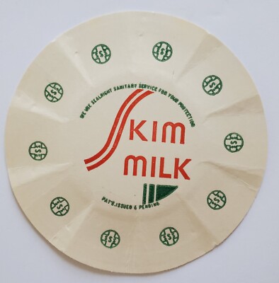 vintage Skim Milk Cap; Over 3” diameter’ Unused; FREE shipping! | eBay