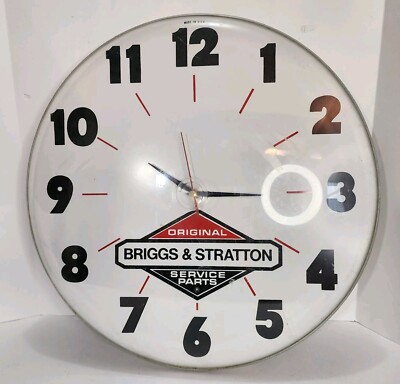 18" Vntg Original Briggs and Stratton Service Parts Wall Clock Working ...