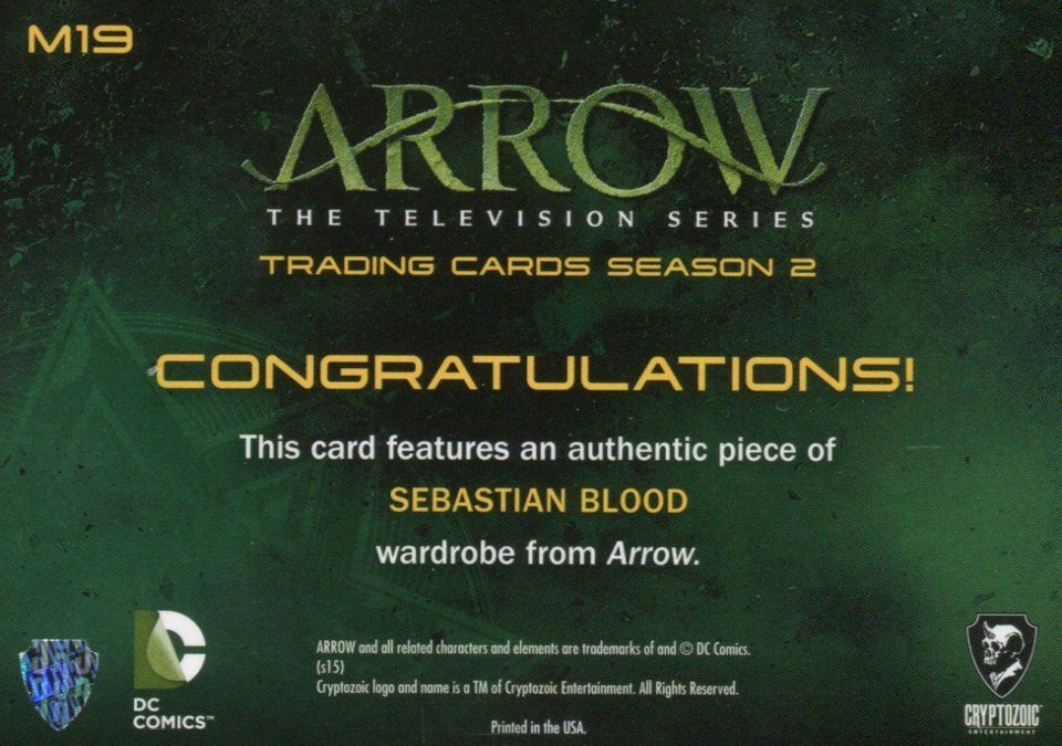 Arrow Season 2 Kevin Alejandro as Sebastian Blood Costume Card M19 | eBay