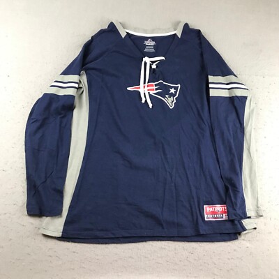 New England Patriots Shirt Womens XXL Blue Long Sleeves V Neck NFL ...