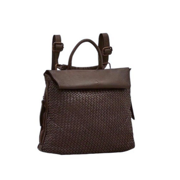 Barone Firenze Woven Leather Pisa Backpack Bag Chocolate Brown Small retail $326 | eBay