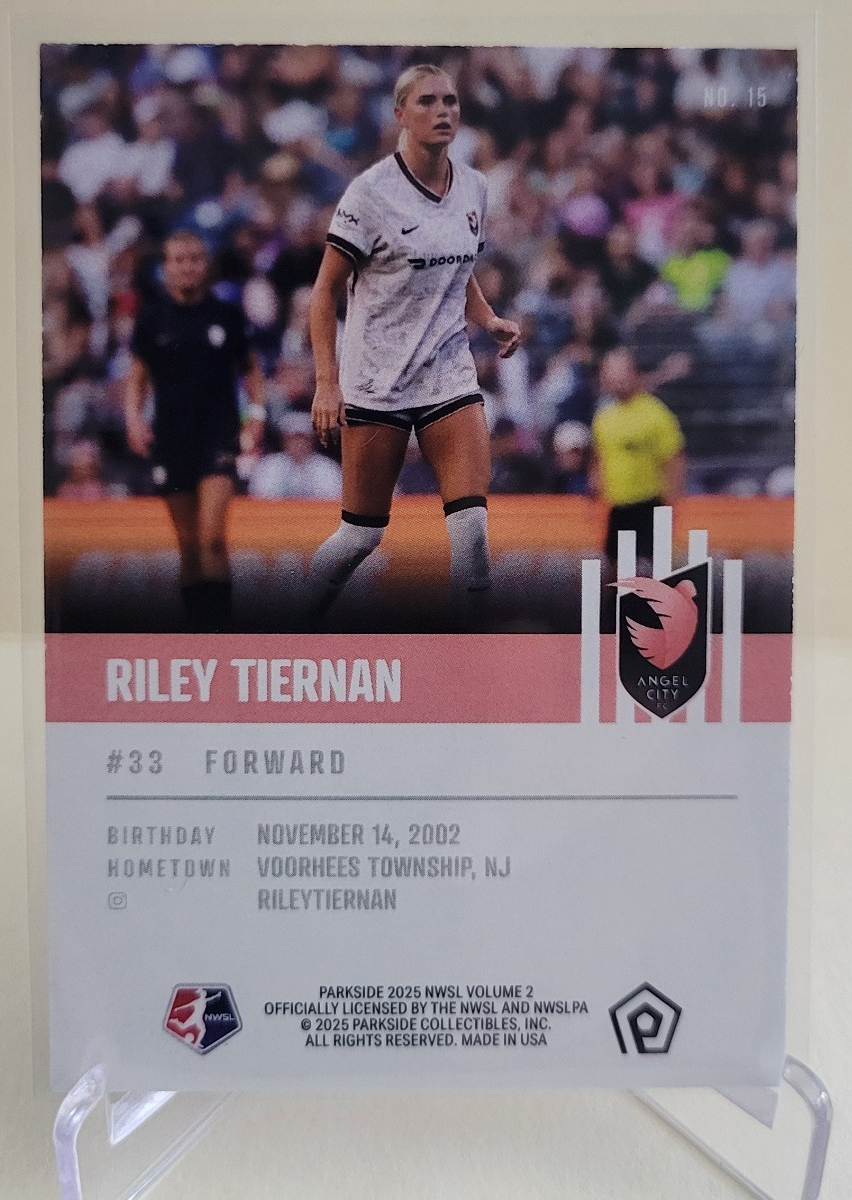 2025 PARKSIDE NWSL VOL 2 GOAL HOT PACK #15 RILEY TIERNAN SER# /39 | eBay