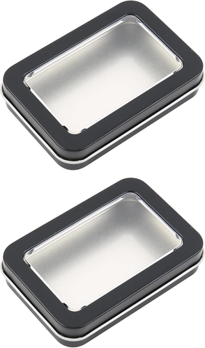 2 Pack Visualization Metal Hinged Tin Box Metal Rectangular Hinged Tins ...