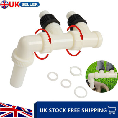 Double Caravan Waste Water Outlet Hose Pipe Adapter Use With Waste Hog ...