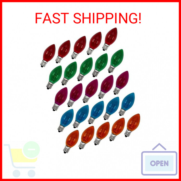 Creative Hobbies® Box of 25 Colored Light Bulbs, Random Blinking, 7 ...