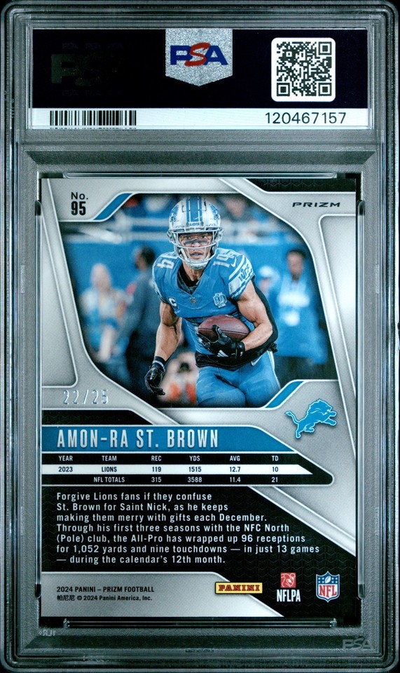 2024 Panini Prizm Prizms Navy Camo #95 Amon-Ra St. Brown /25 PSA 10 GEM ...